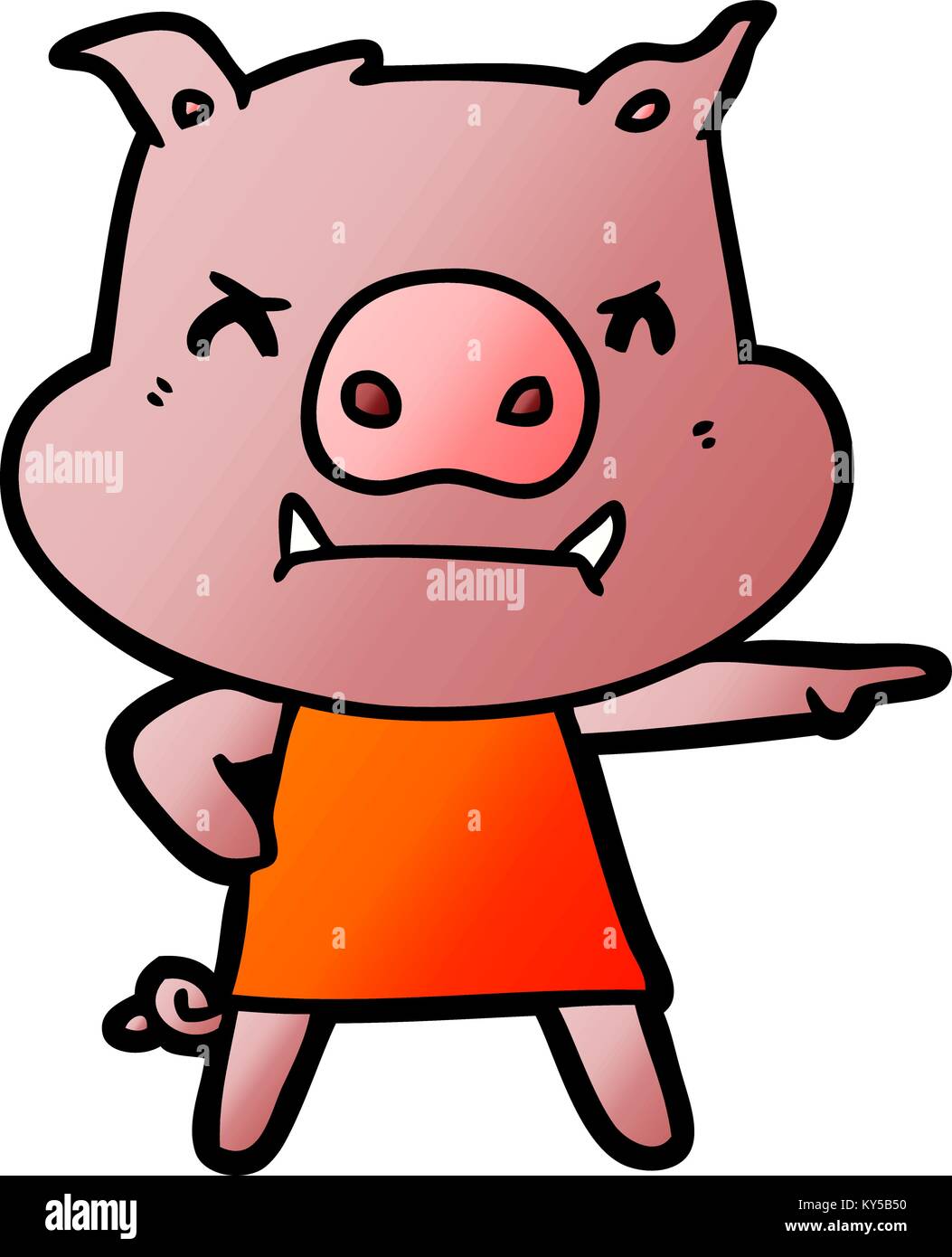 angry cartoon pig in dress pointing Stock Vector Image & Art - Alamy