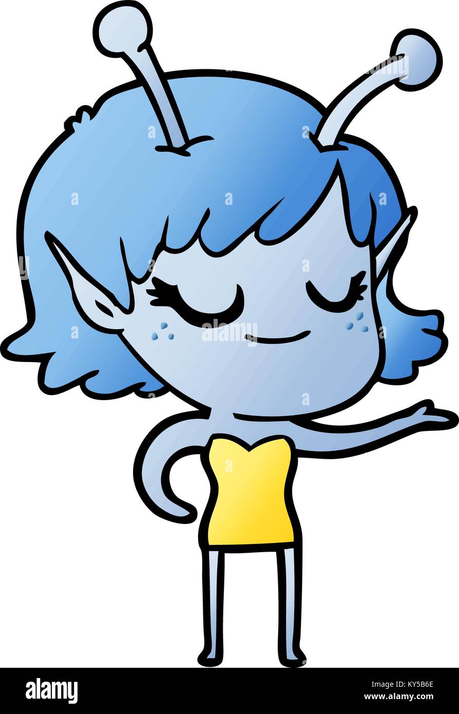 smiling alien girl cartoon Stock Vector Image & Art - Alamy
