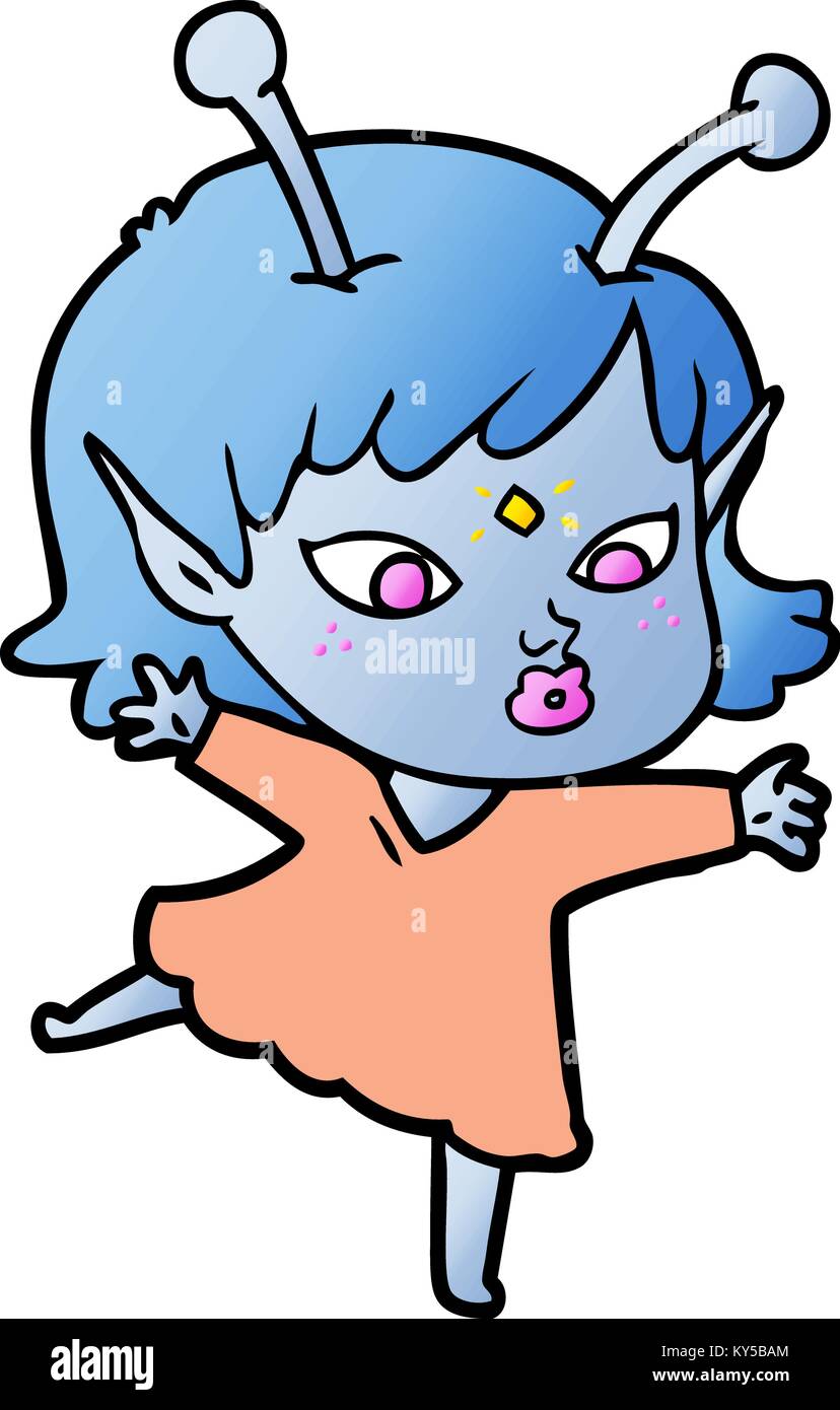 pretty cartoon alien girl Stock Vector Image & Art - Alamy