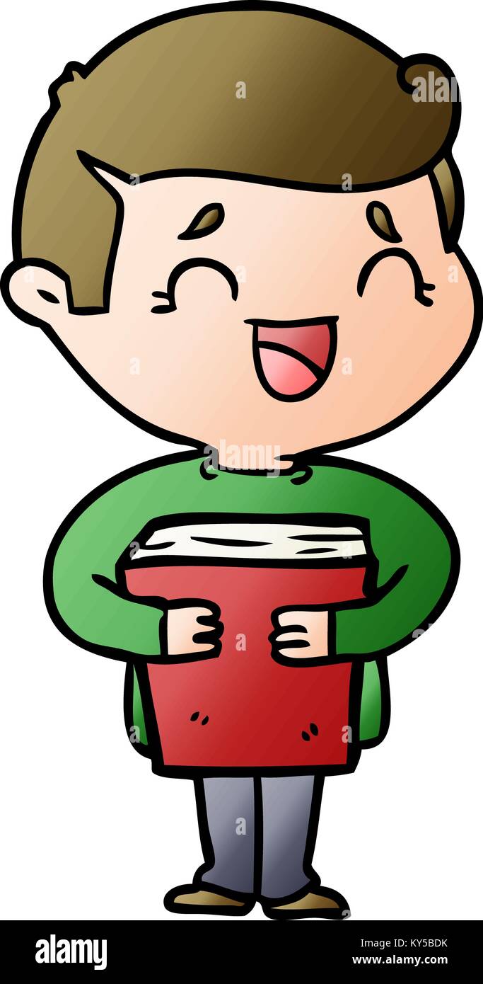 cartoon laughing man holding book Stock Vector Image & Art - Alamy