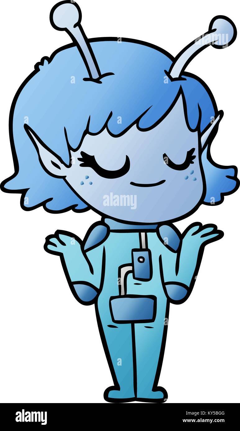 smiling alien girl cartoon Stock Vector Image & Art - Alamy