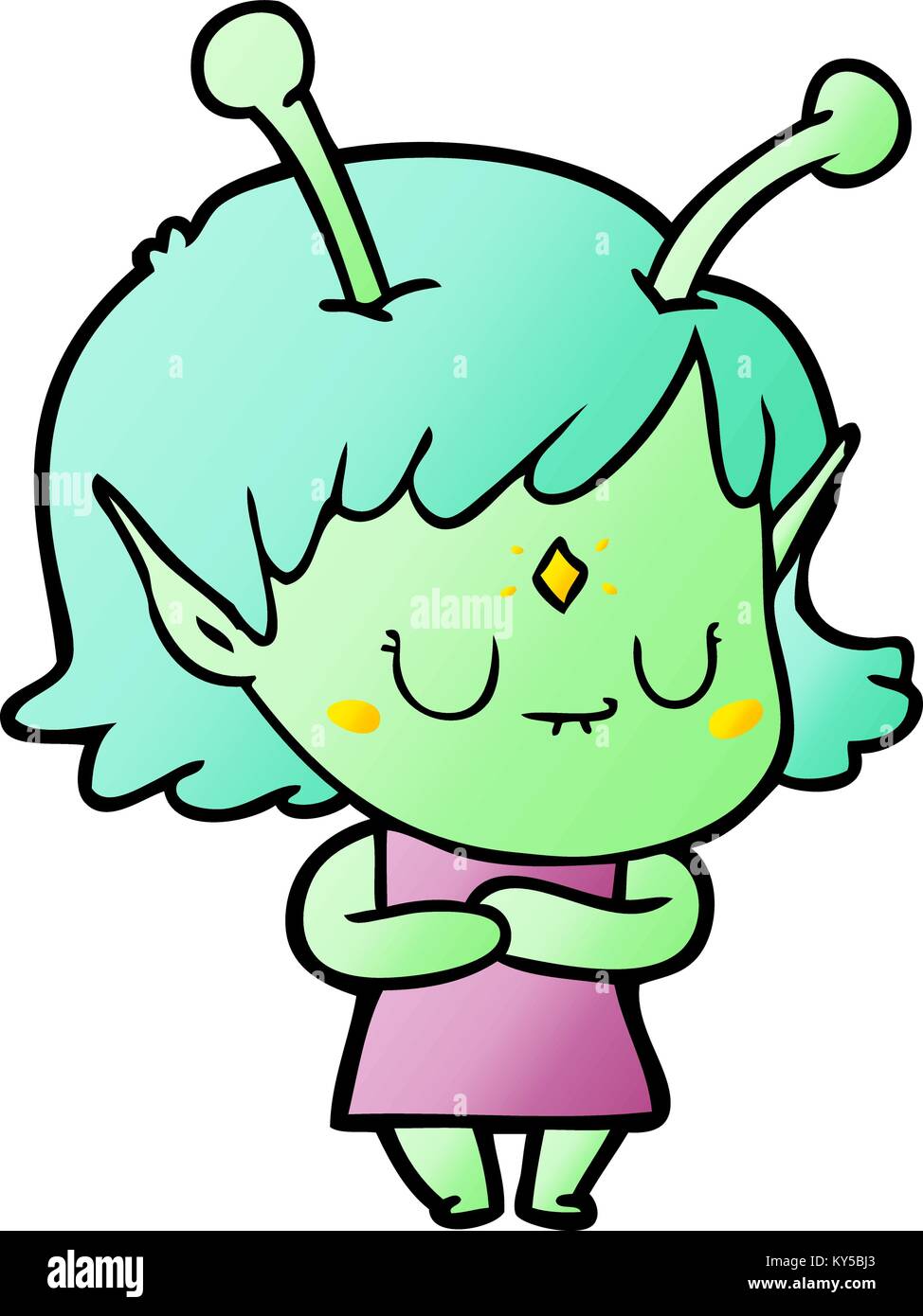 cartoon alien girl Stock Vector Image & Art - Alamy