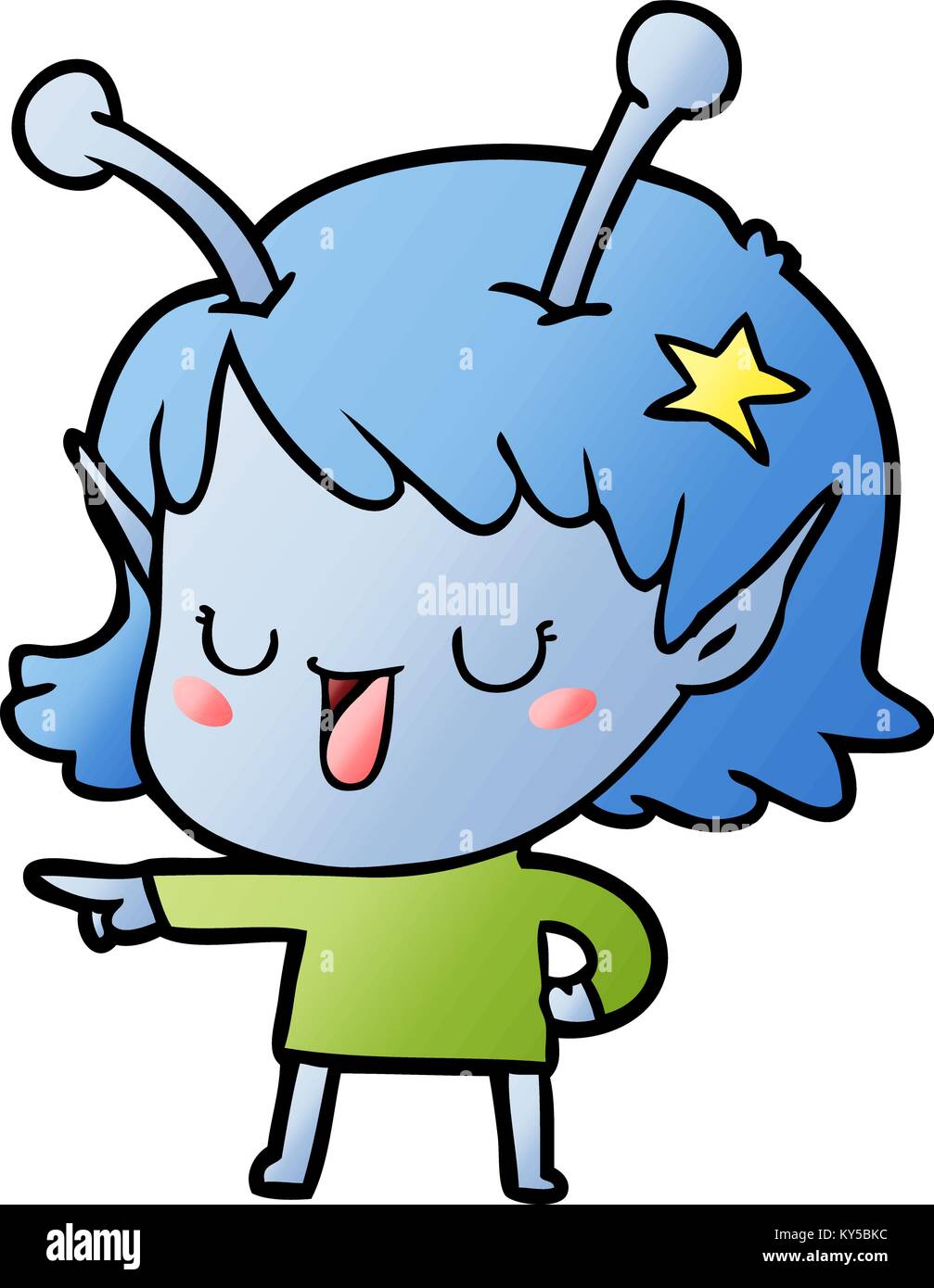 happy alien girl cartoon Stock Vector Image & Art - Alamy
