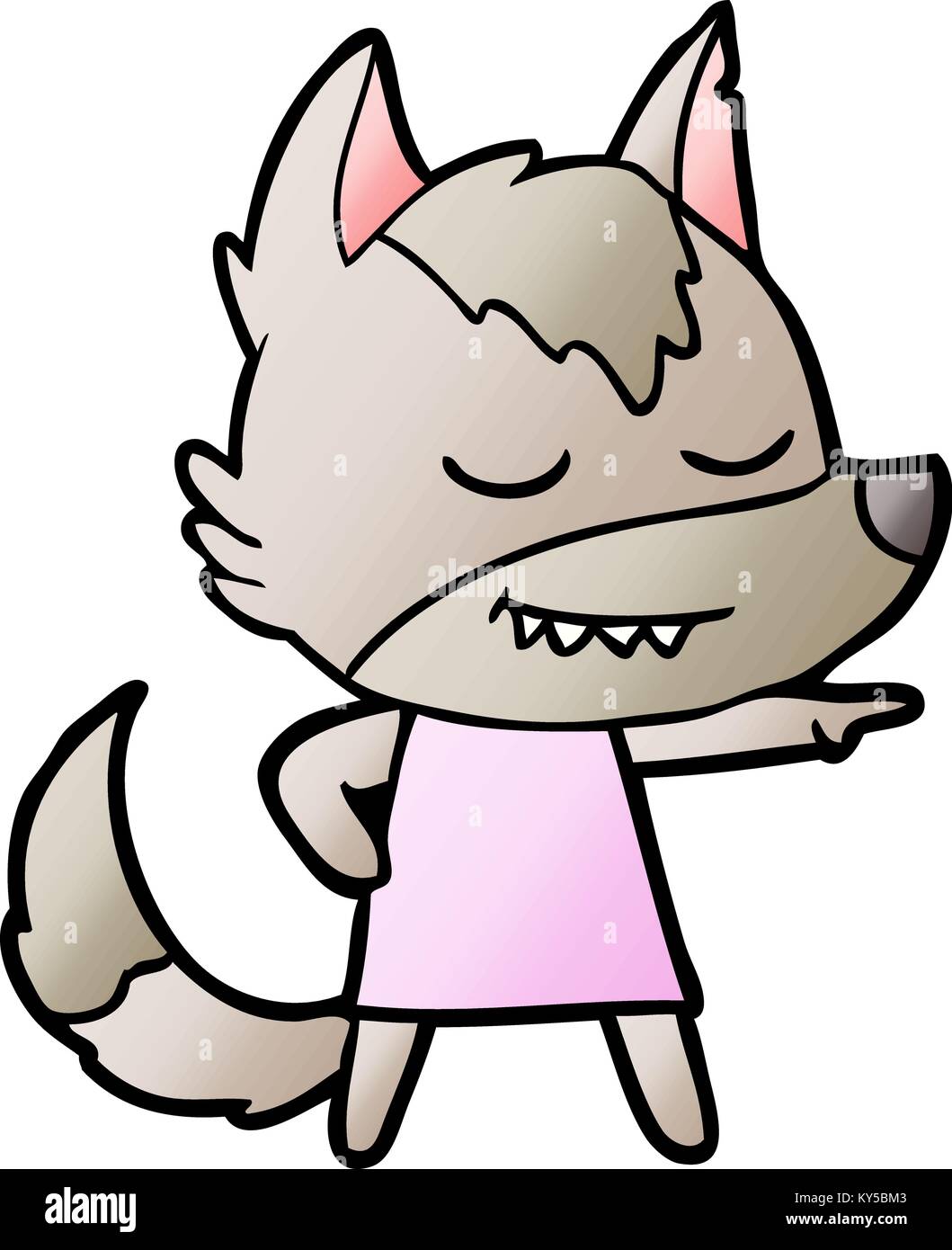 friendly cartoon wolf girl pointing Stock Vector Image & Art - Alamy
