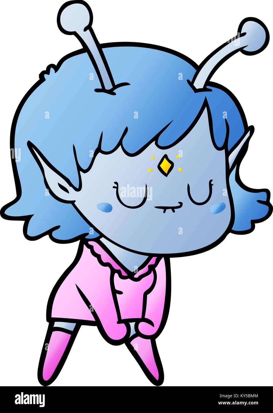 cartoon alien girl doing muscle pose Stock Vector Image & Art - Alamy