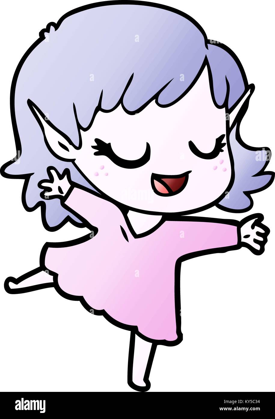 happy cartoon elf girl Stock Vector Image & Art - Alamy