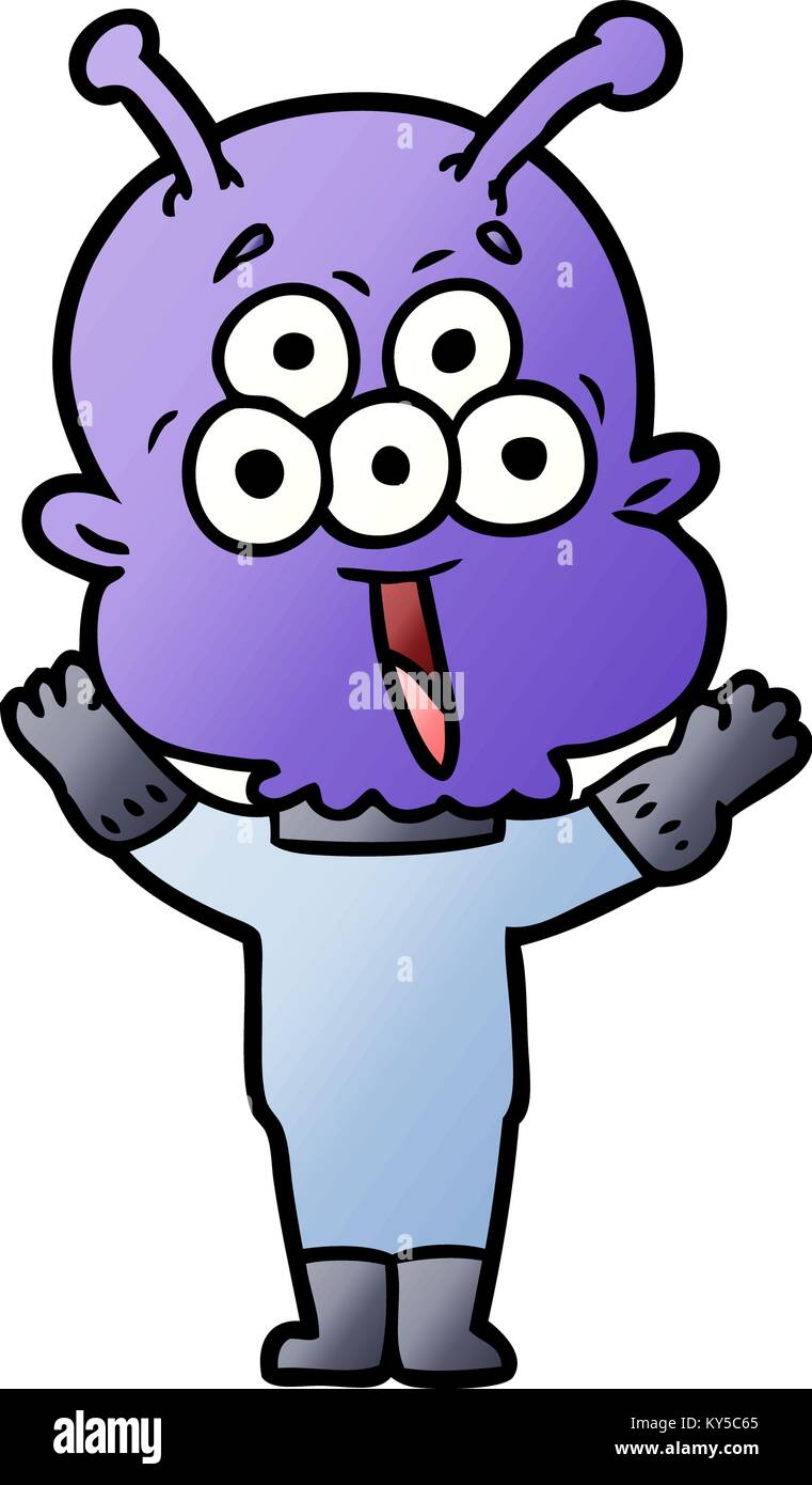 happy cartoon alien Stock Vector Image & Art - Alamy