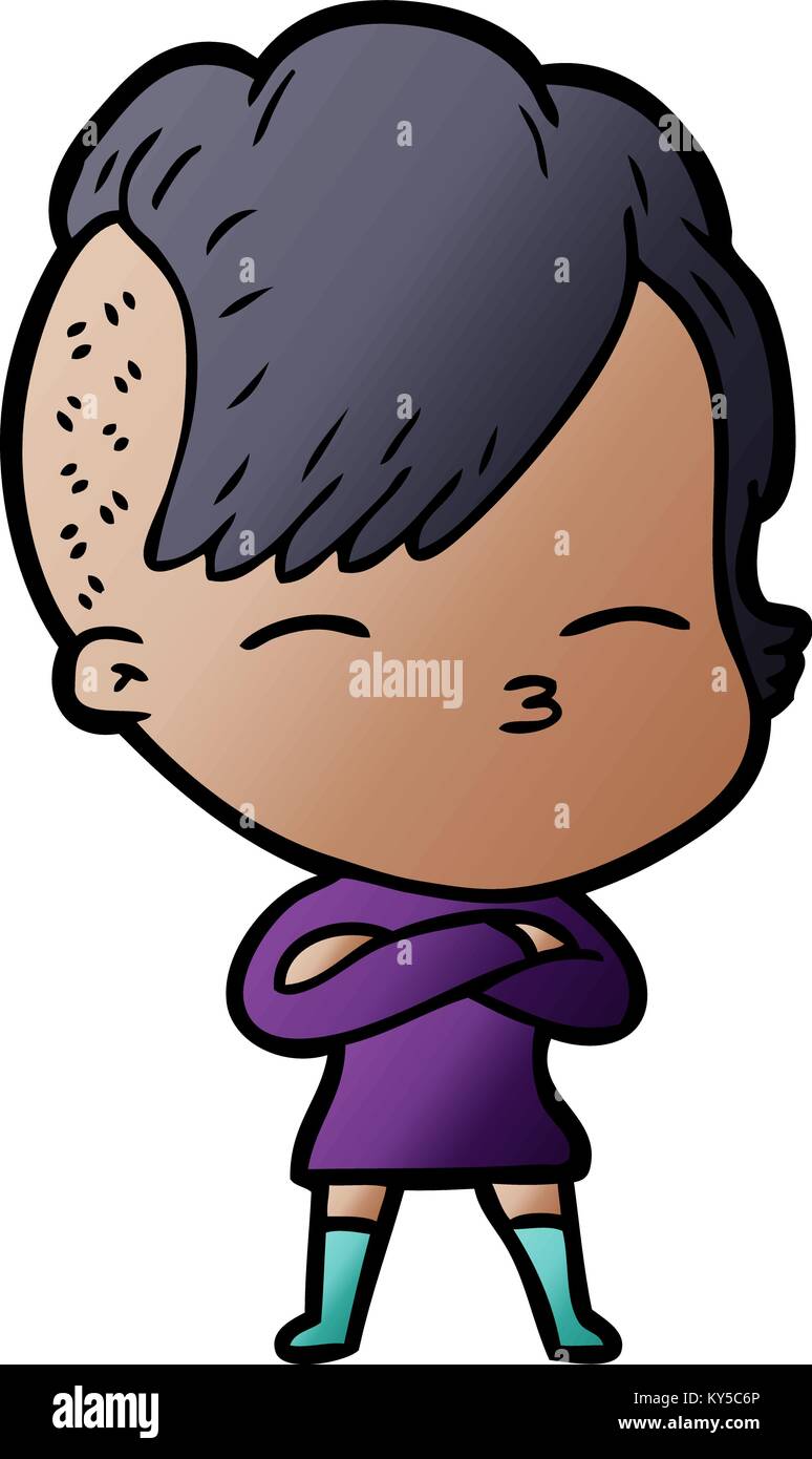 cartoon squinting girl Stock Vector Image & Art - Alamy
