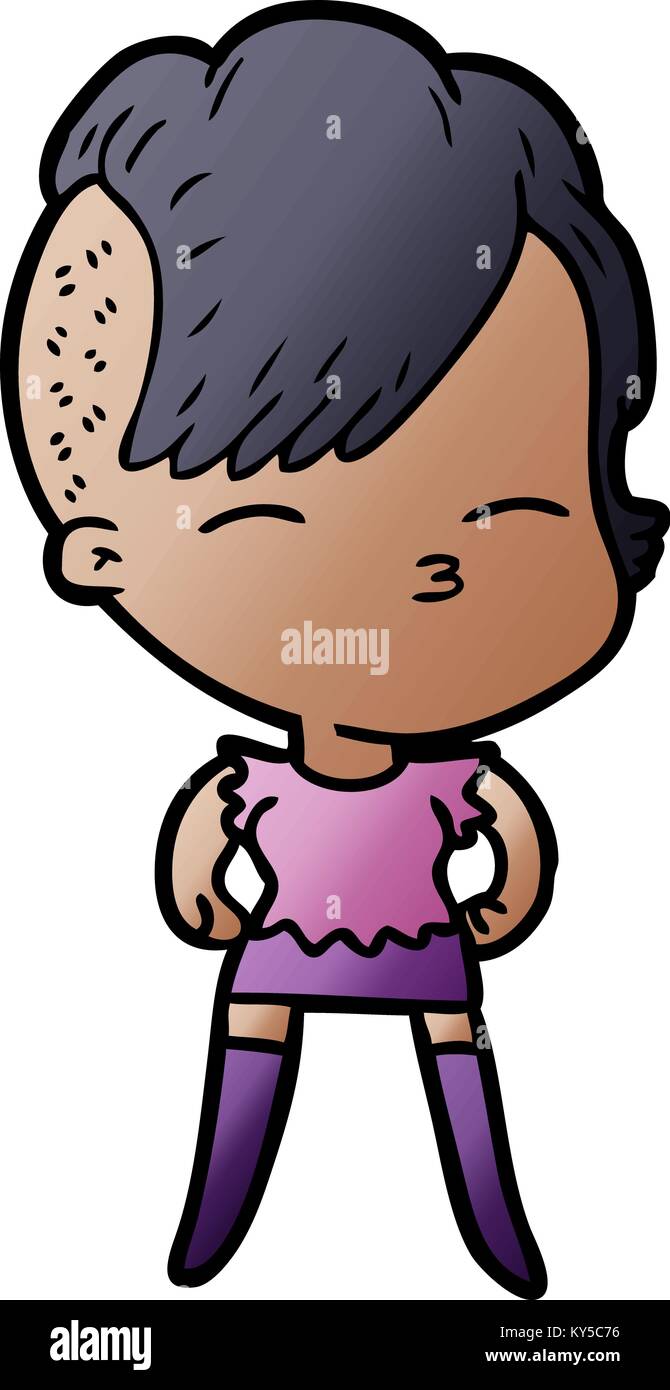 cartoon squinting girl Stock Vector Image & Art - Alamy