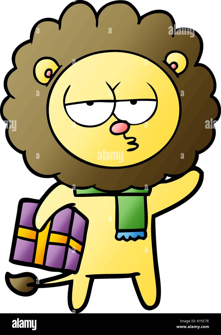 cartoon tired lion with gift Stock Vector Image & Art - Alamy