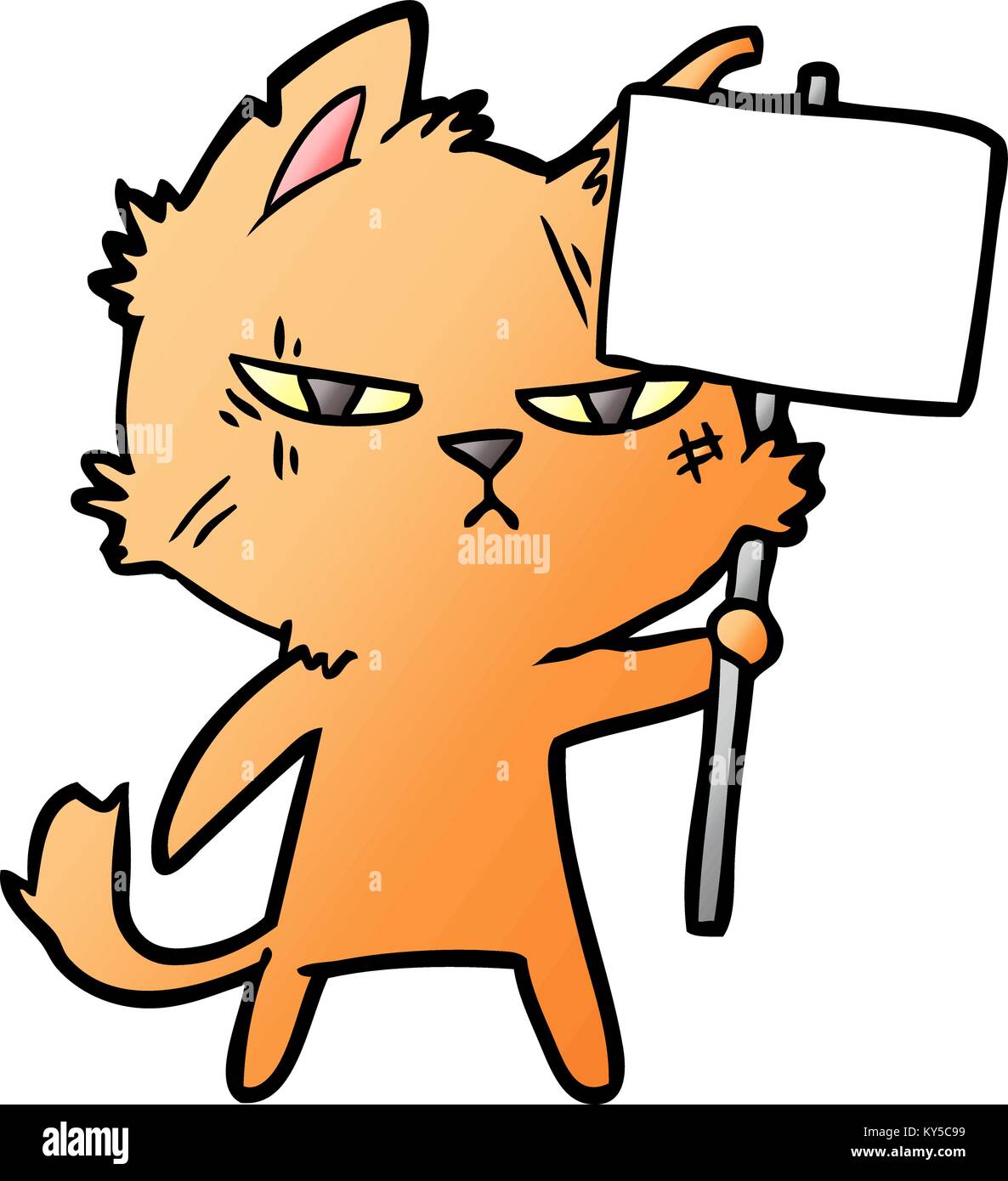 tough cartoon cat with protest sign Stock Vector Image & Art - Alamy