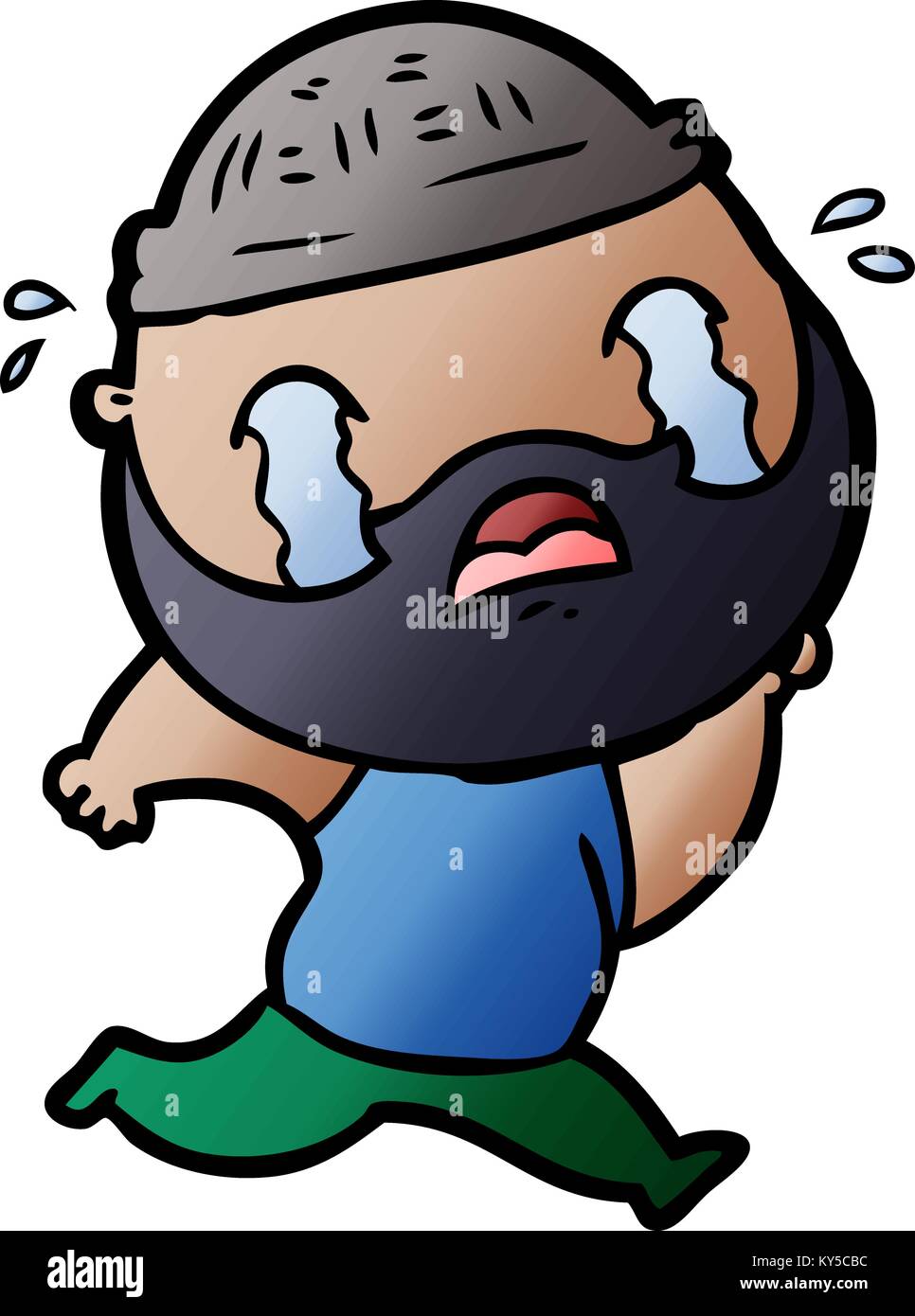 cartoon bearded man crying Stock Vector Image & Art - Alamy