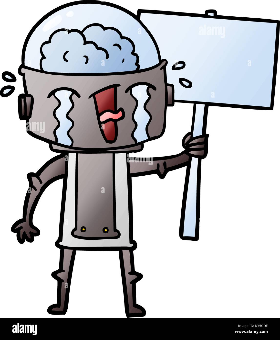 cartoon crying robot waving sign Stock Vector Image & Art - Alamy