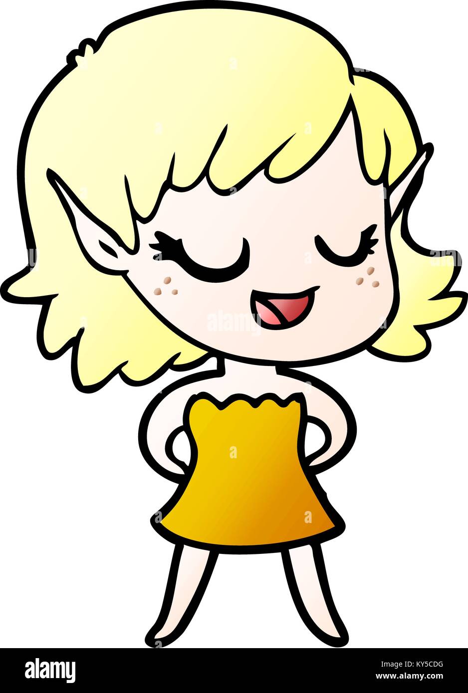 happy cartoon elf girl Stock Vector Image & Art - Alamy