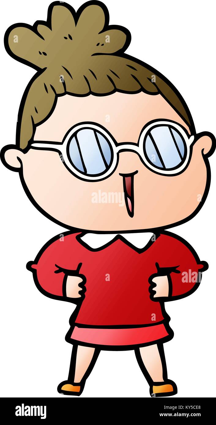 cartoon woman wearing spectacles Stock Vector Image & Art - Alamy