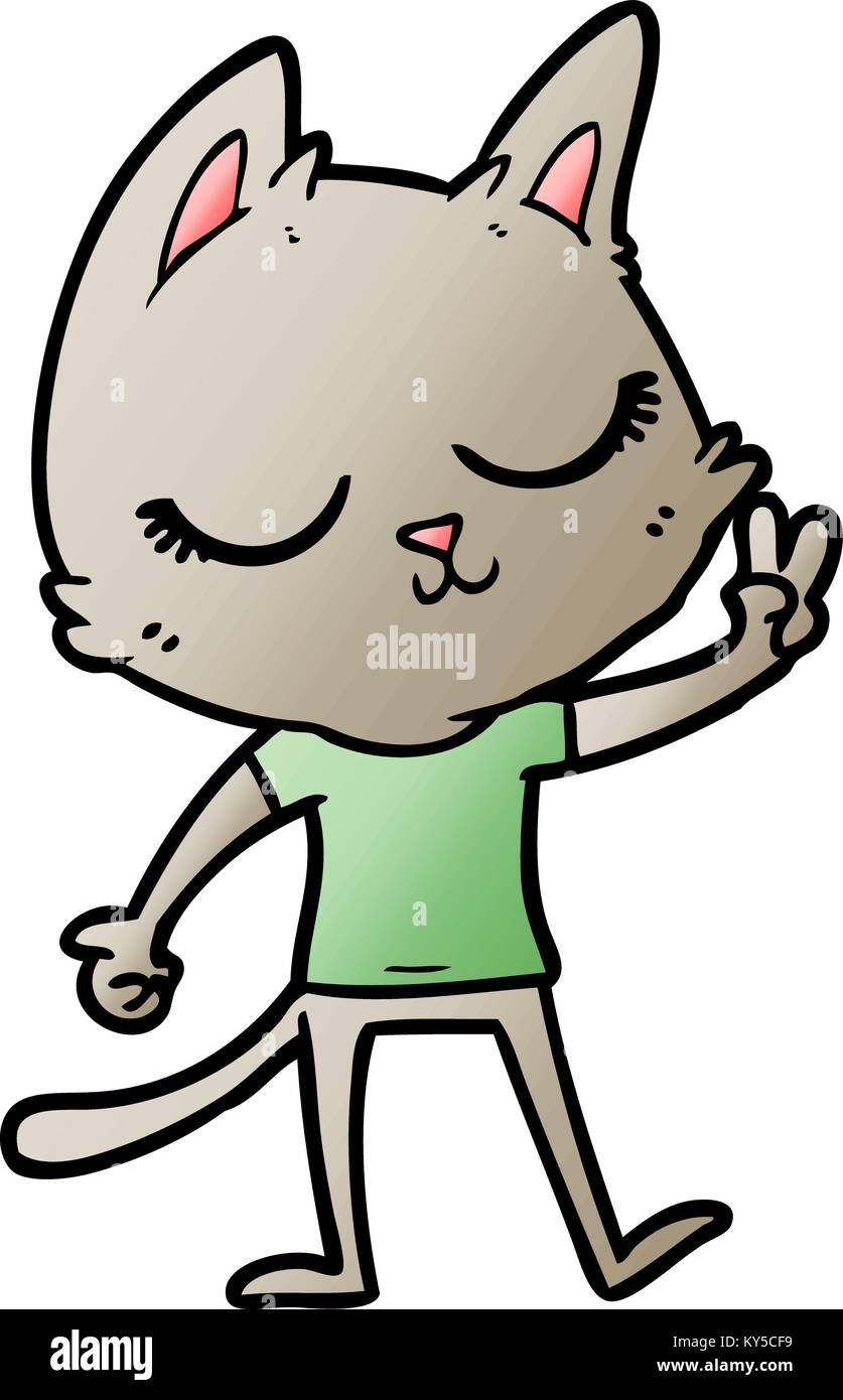 Cat Peace Sign Illustration Of A Cat Making A Peace Sign With...