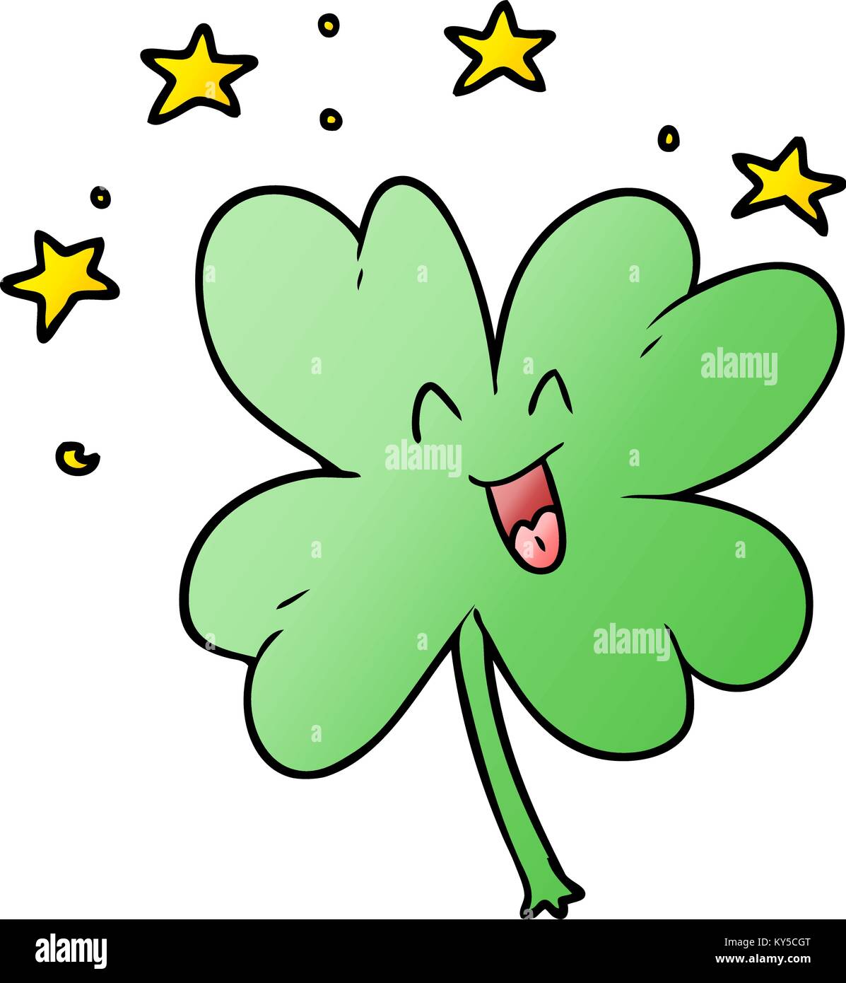 happy cartoon four leaf clover Stock Vector Image & Art - Alamy
