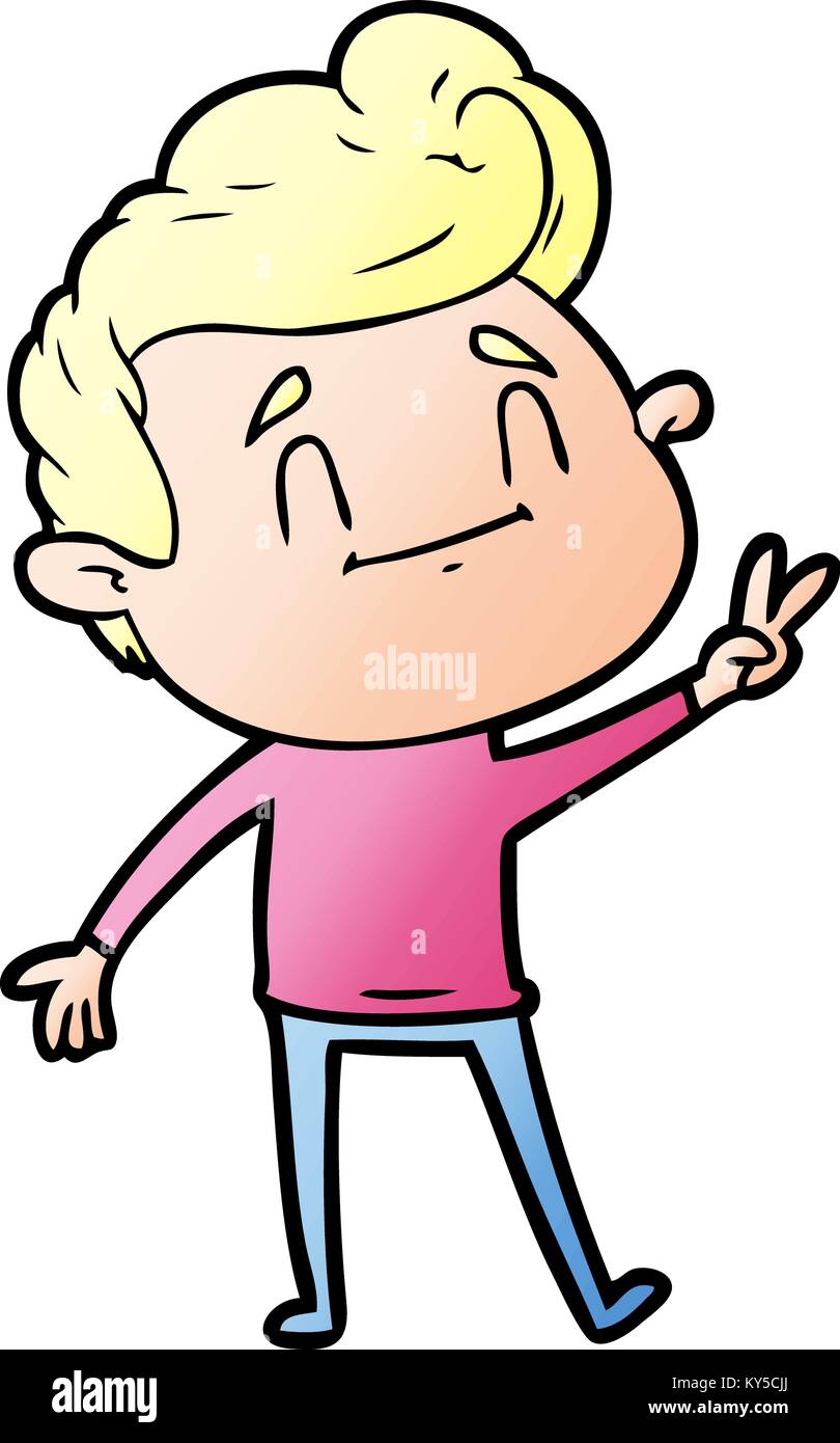 happy cartoon man giving a peace sign Stock Vector Image & Art - Alamy