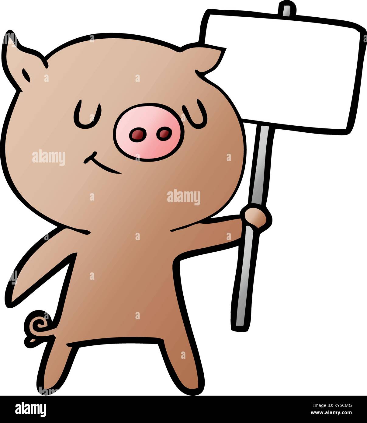 happy cartoon pig with placard Stock Vector Image & Art - Alamy