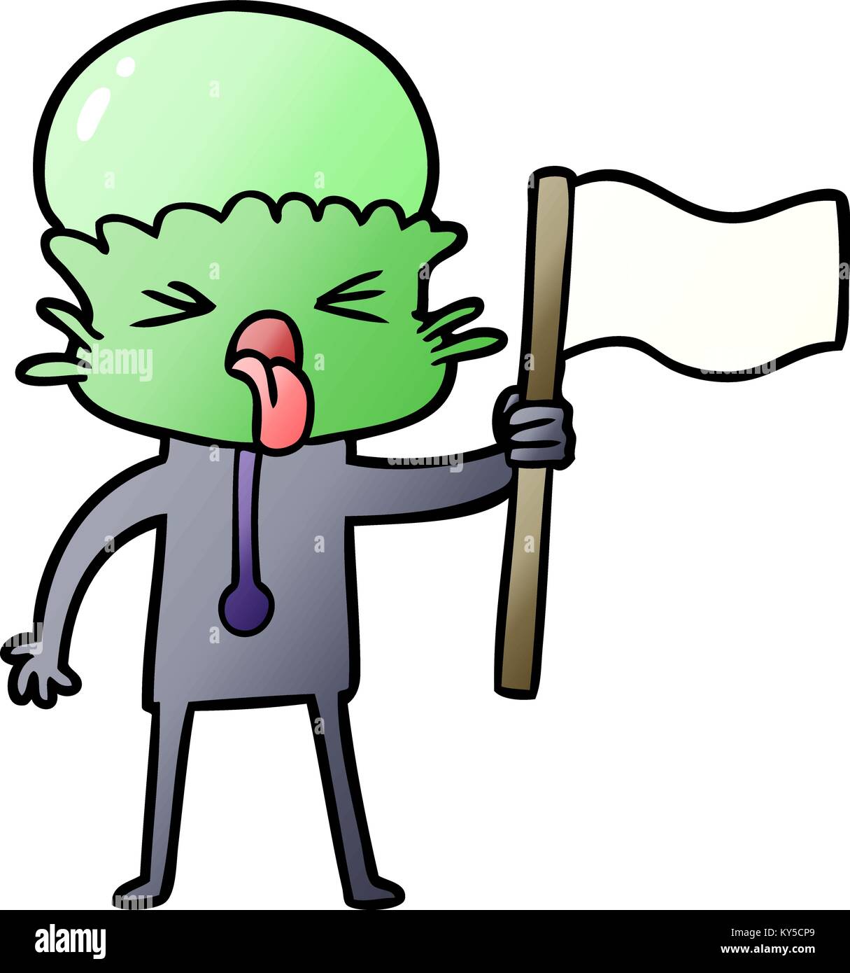 weird cartoon alien waving flag Stock Vector Image & Art - Alamy