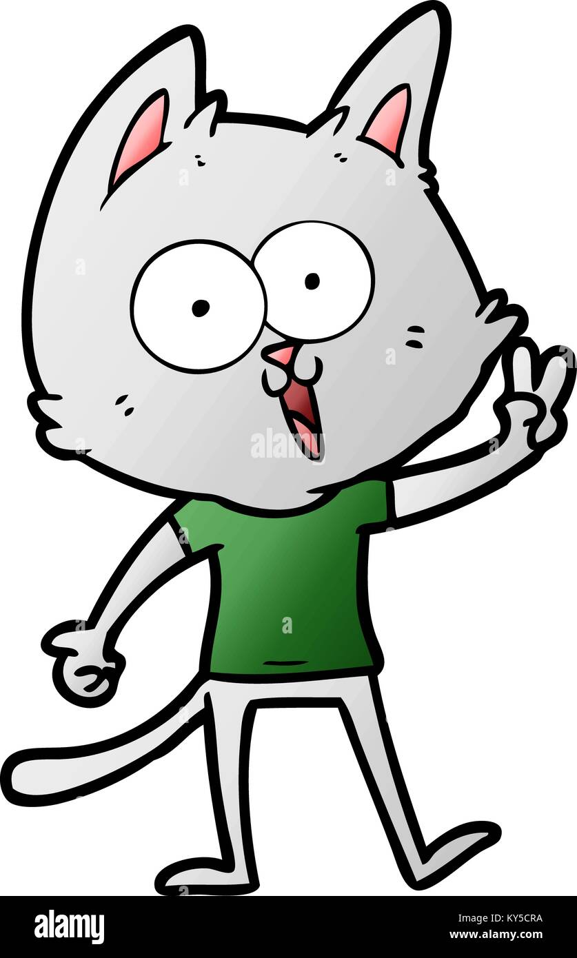 funny cartoon cat giving peace sign Stock Vector Image & Art - Alamy