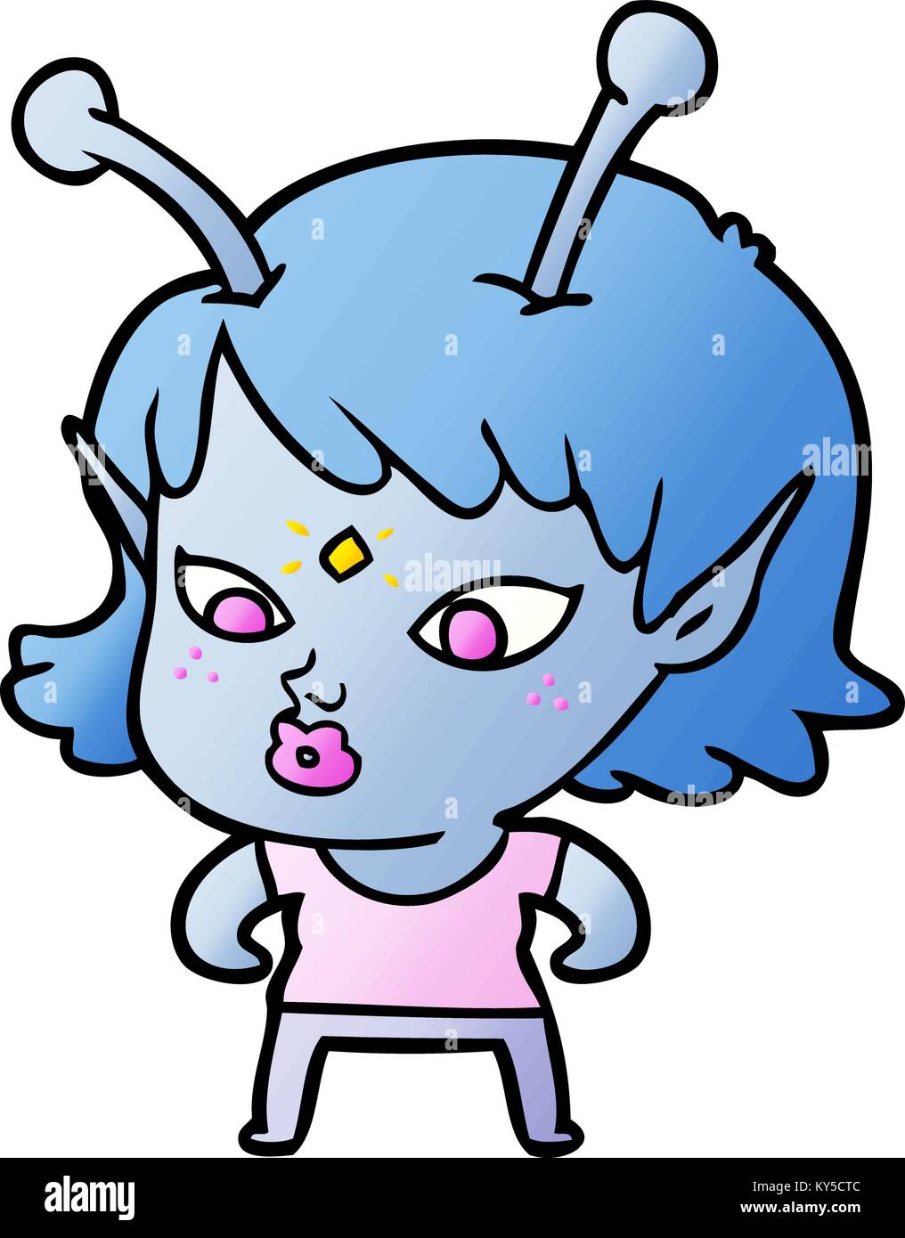 pretty cartoon alien girl Stock Vector Image & Art - Alamy
