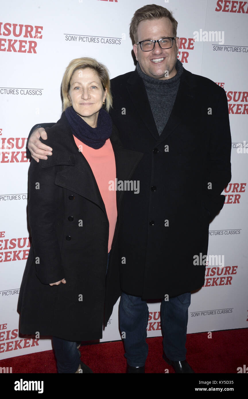 New York City. 11th Jan, 2018. Edie Falco and Stephen Wallem attend ...