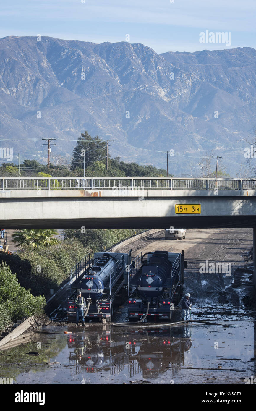 Montecito, California, USA. 11th Jan, 2018. With the remnants of the ...