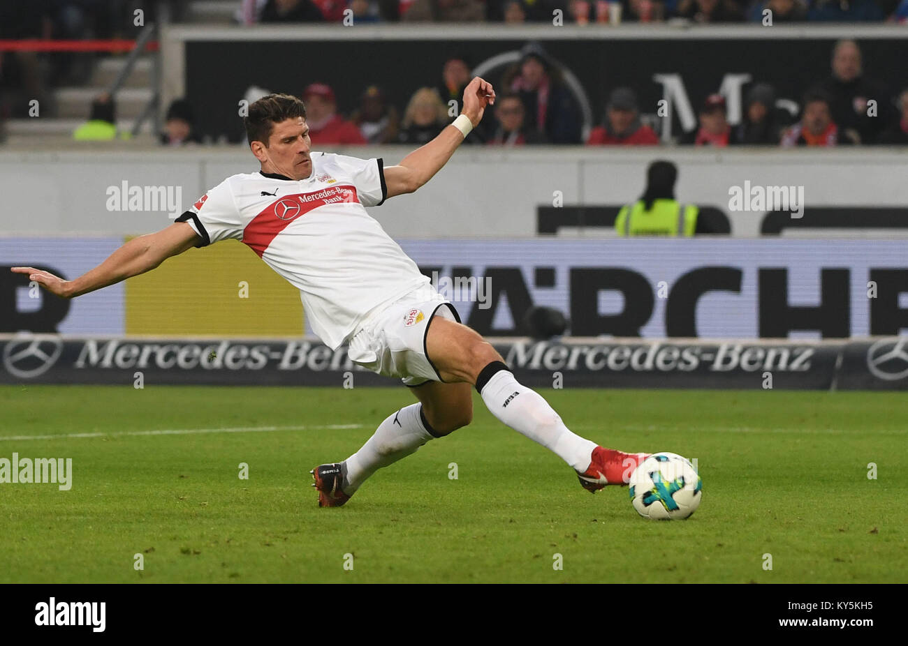 Stuttgart's Mario Gomez shoots for goal during the German Bundesliga ...