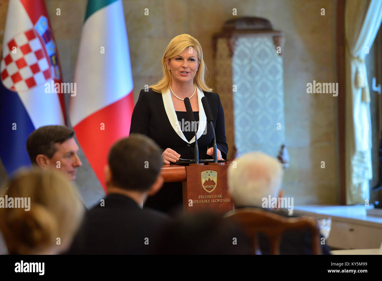 BRDO PRI KRANJU, SLOVENIA. 13th January, 2018. Speech of President of ...