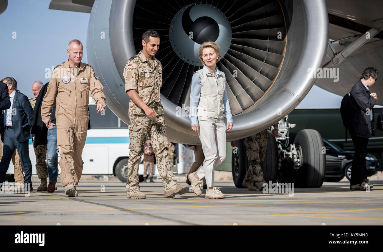 Azraq, Jordan. 13th Jan, 2018. German Defence Minister Ursula von der ...