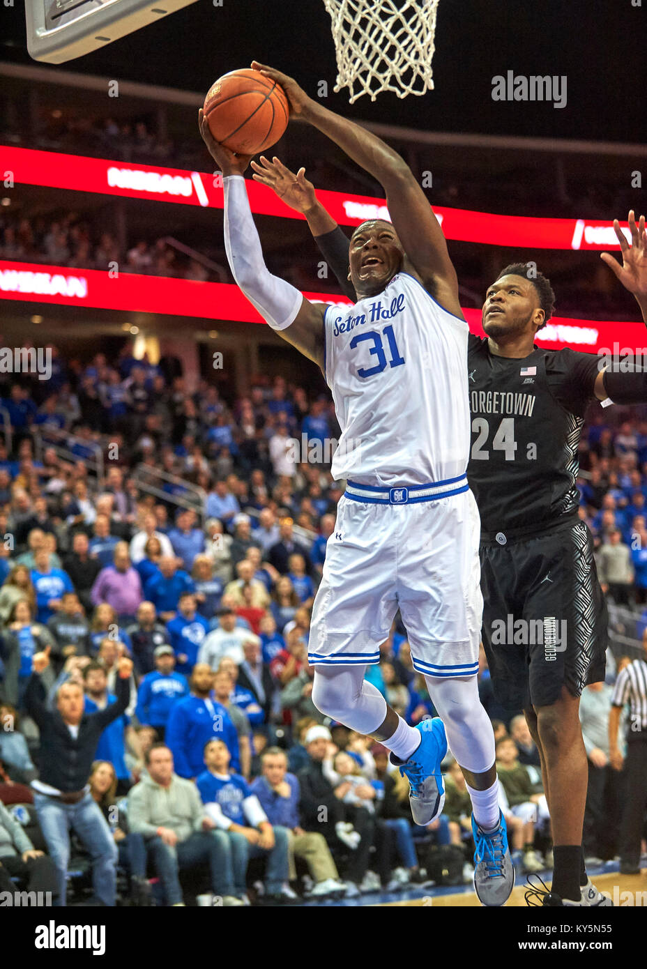 Newark, New Jersey, USA. 13th Jan, 2018. Seton Hall Pirates center ...