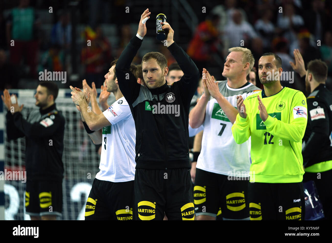 Germany players thank the fans after the European Championship handball ...