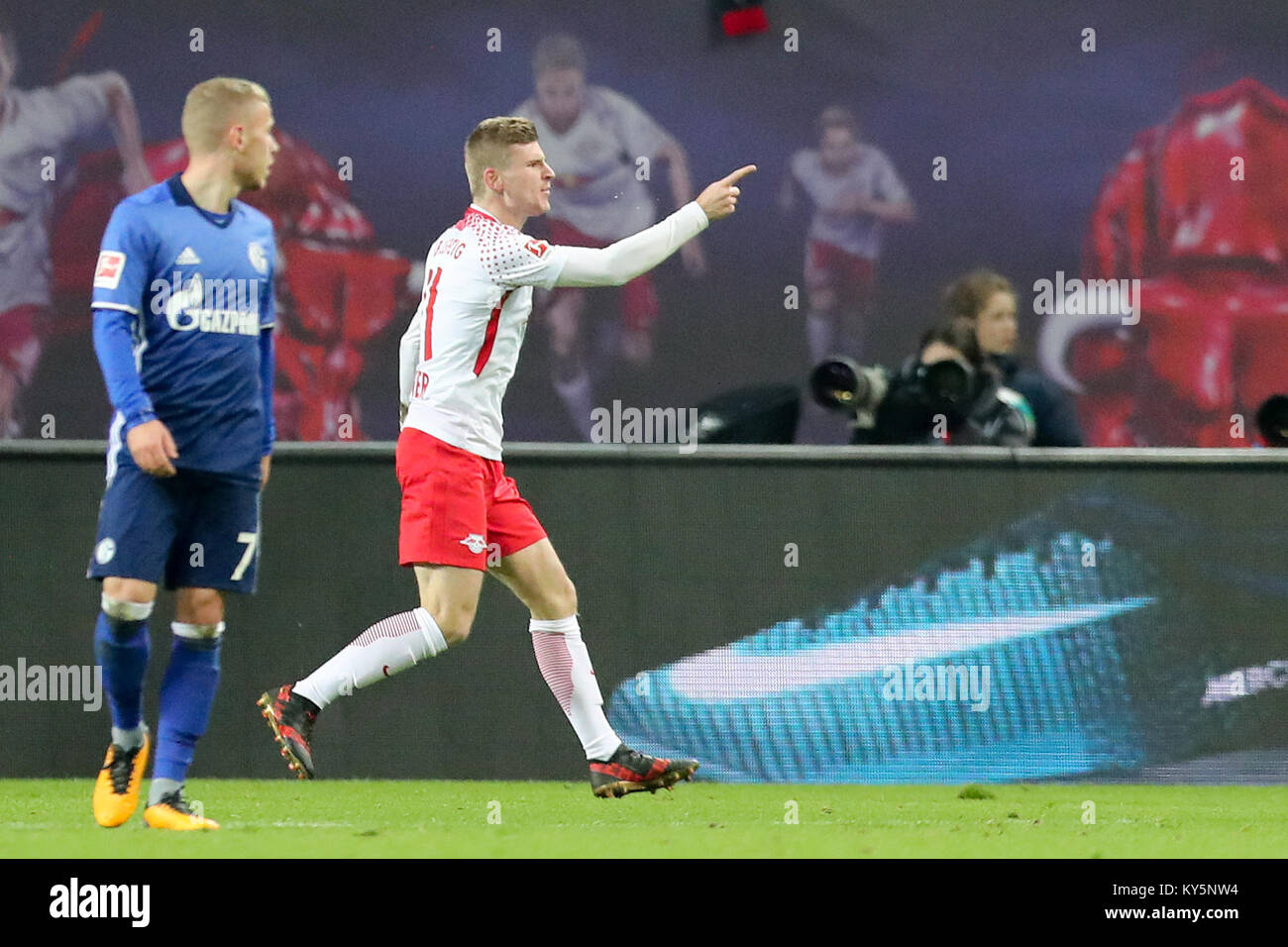 Leipzig's Timo Werner celebrates after his goal during the German ...