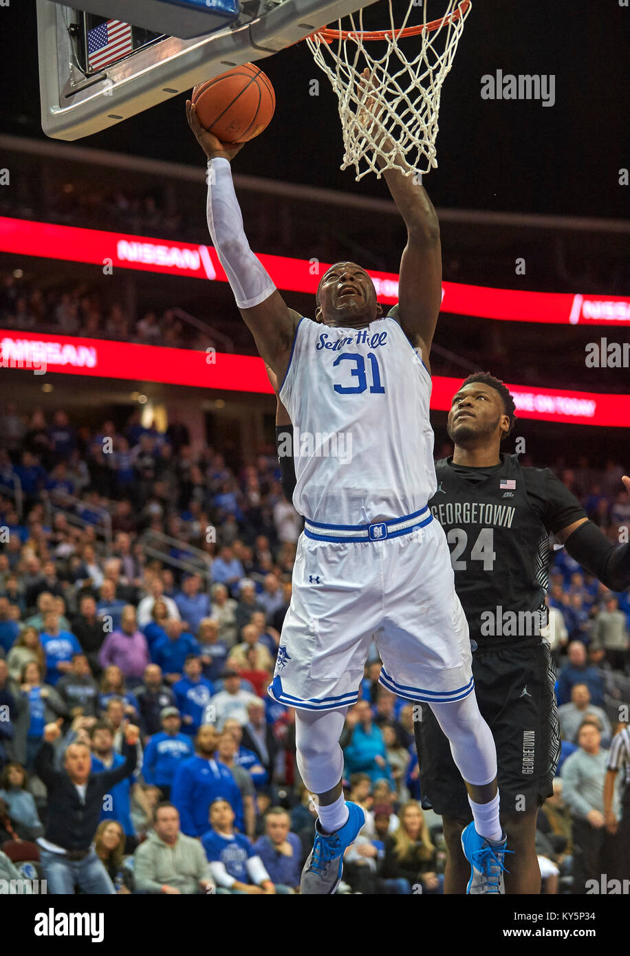 Newark, New Jersey, USA. 13th Jan, 2018. Seton Hall Pirates center ...