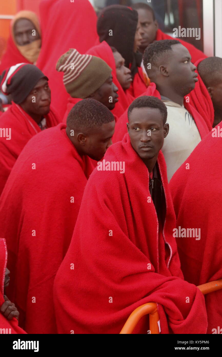 January 13, 2018 - January 13, 2018 (Malaga) Rescue a boat with 54 ...