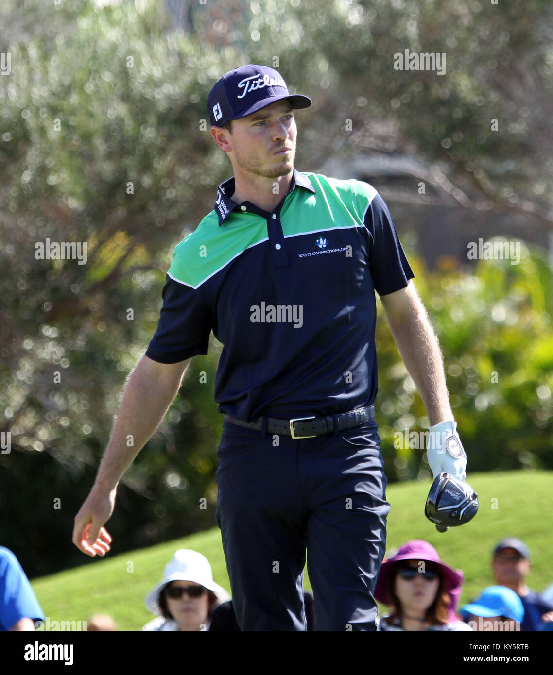January 12, 2018 - Bronson Burgoon tees off on the first hole during ...