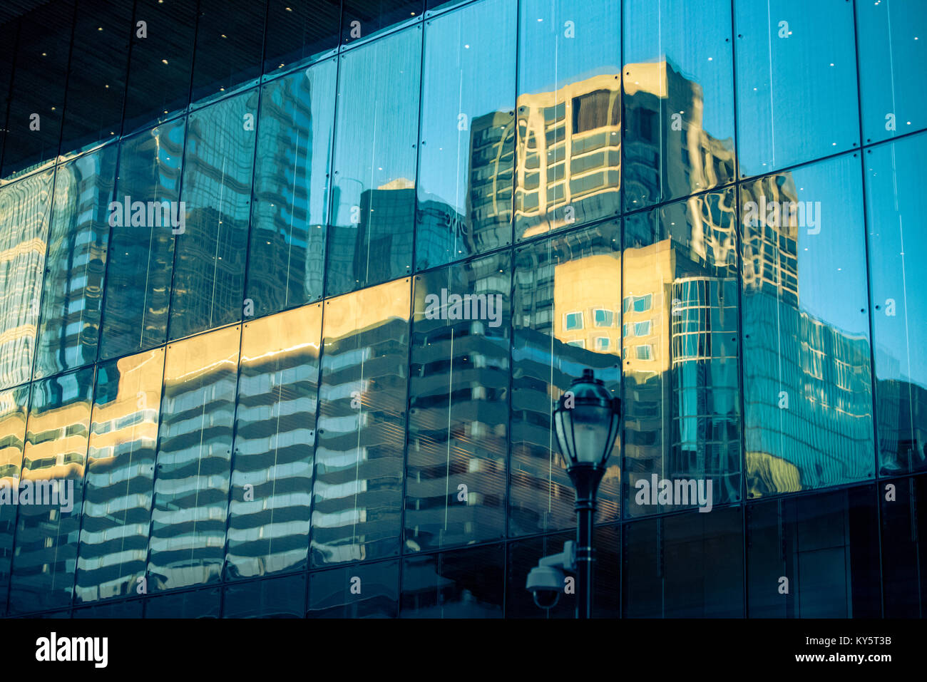 Philadelphia city skyline reflected in a building's glass windows Stock ...