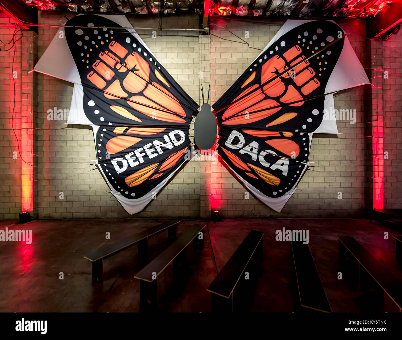 Los Angeles, California, USA. 13th Jan, 2018. Pro-DACA art on display ...