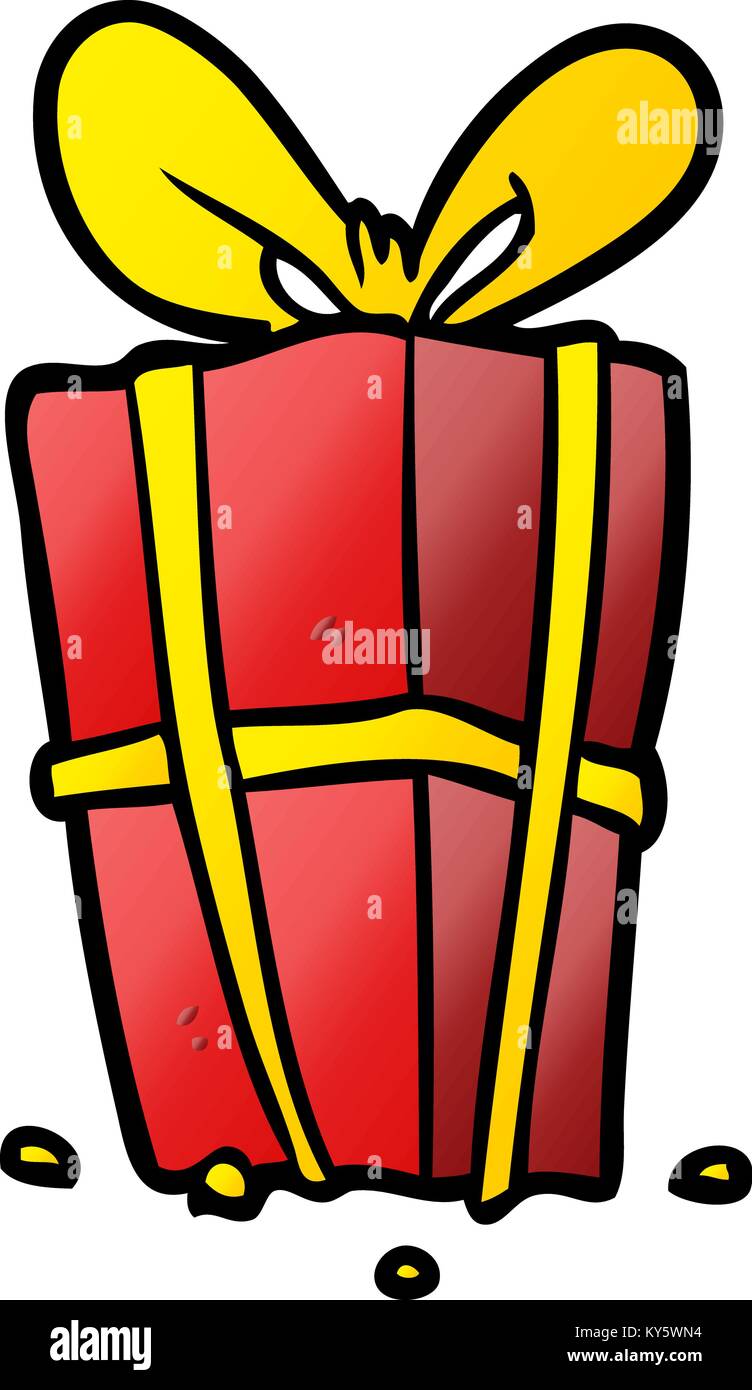cartoon christmas present wrapped with bow Stock Vector Image & Art - Alamy
