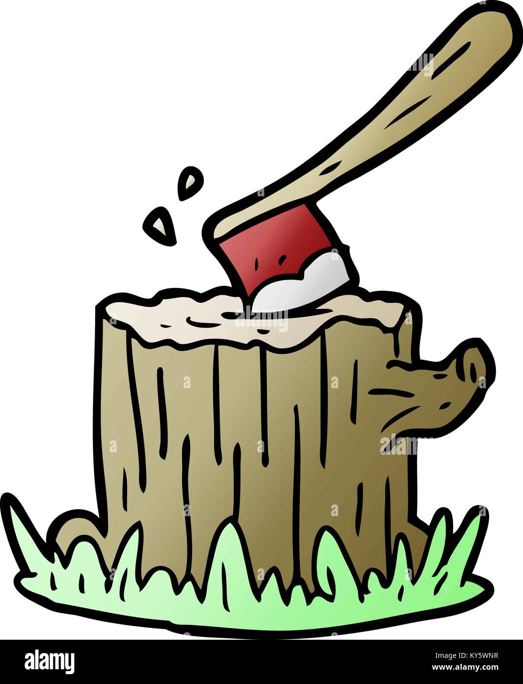 cartoon axe stuck in tree stump Stock Vector Image & Art - Alamy