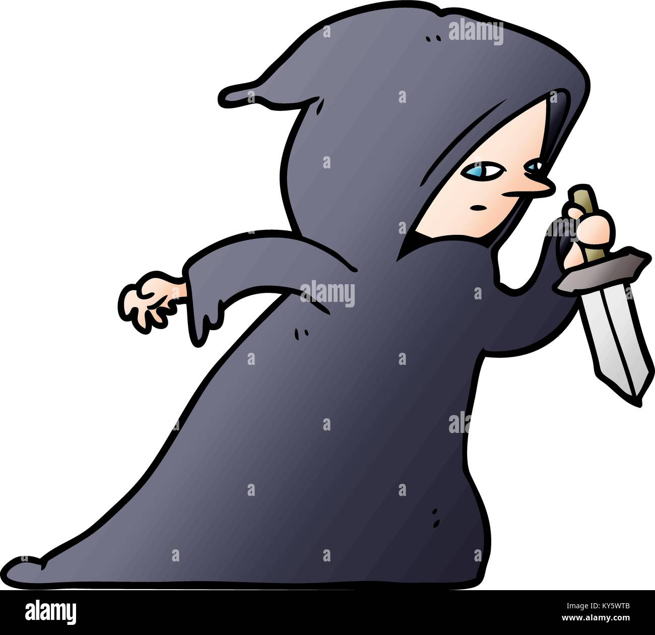 cartoon assassin in dark robe Stock Vector Image & Art - Alamy