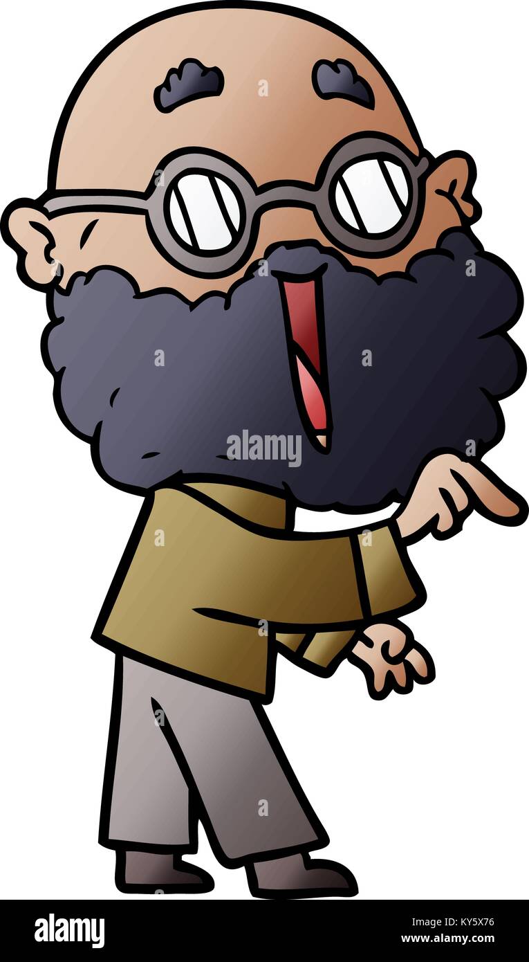 cartoon joyful man with beard pointing finger Stock Vector Image & Art ...