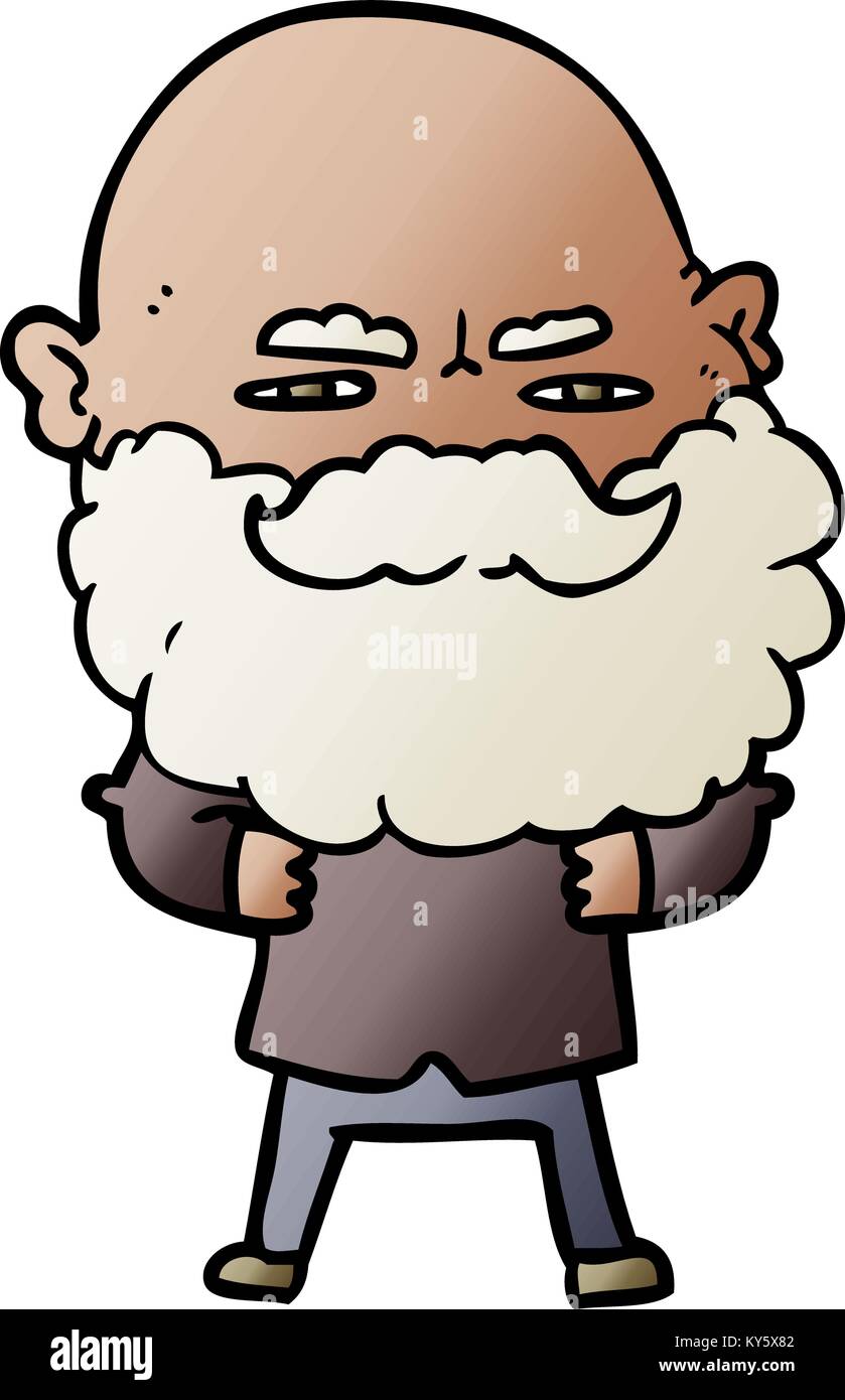 cartoon man with beard frowning Stock Vector Image & Art - Alamy