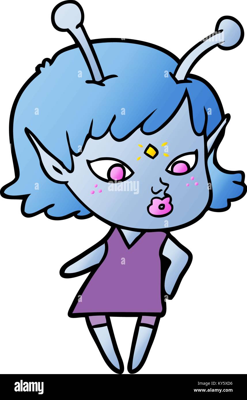 pretty cartoon alien girl Stock Vector Image & Art - Alamy