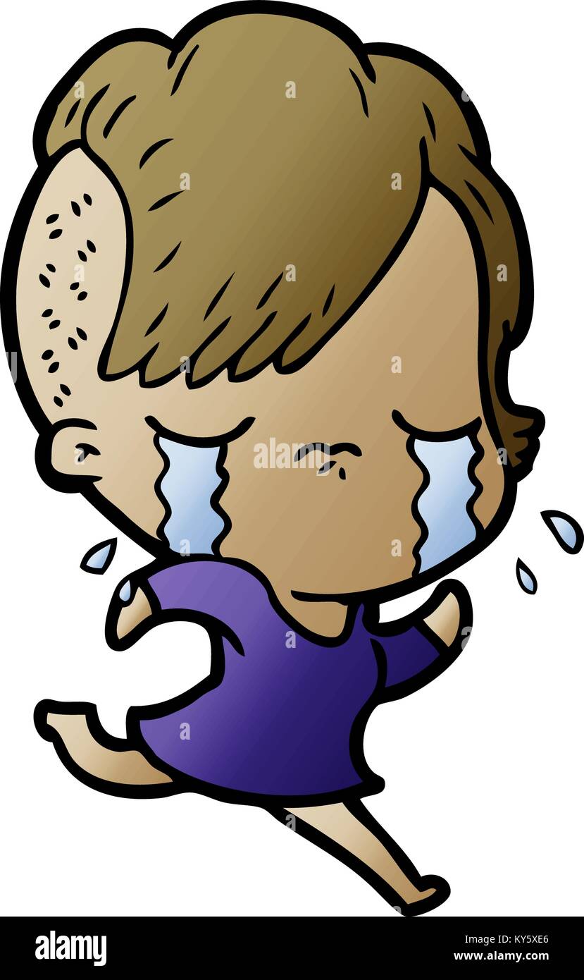 cartoon crying girl running away Stock Vector Image & Art - Alamy