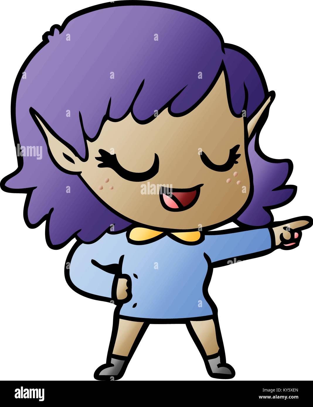 happy cartoon elf girl pointing Stock Vector Image & Art - Alamy