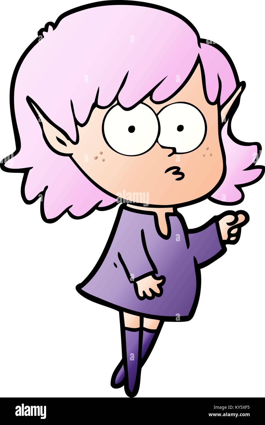 cartoon elf girl pointing Stock Vector Image & Art - Alamy