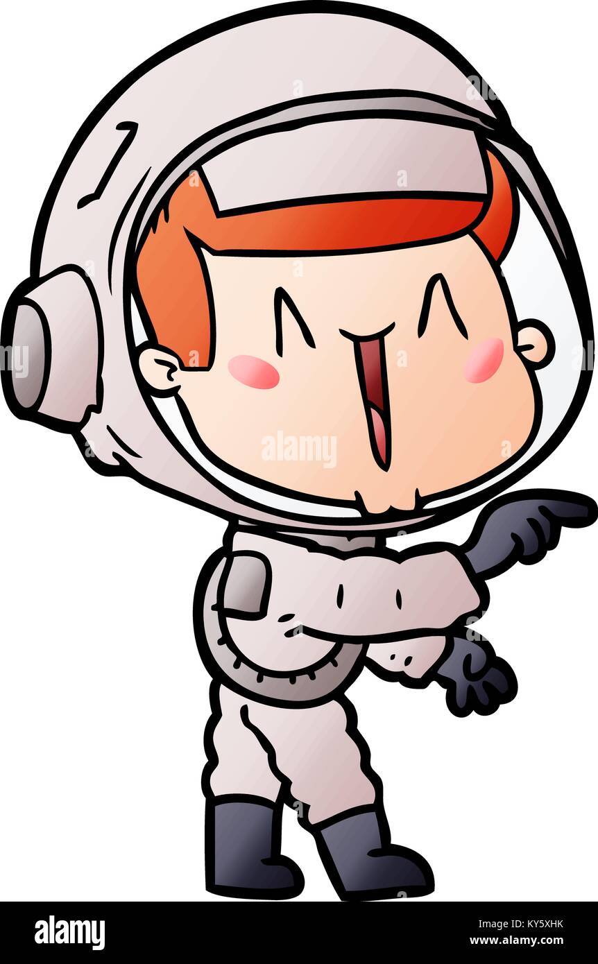 happy cartoon astronaut pointing Stock Vector Image & Art - Alamy
