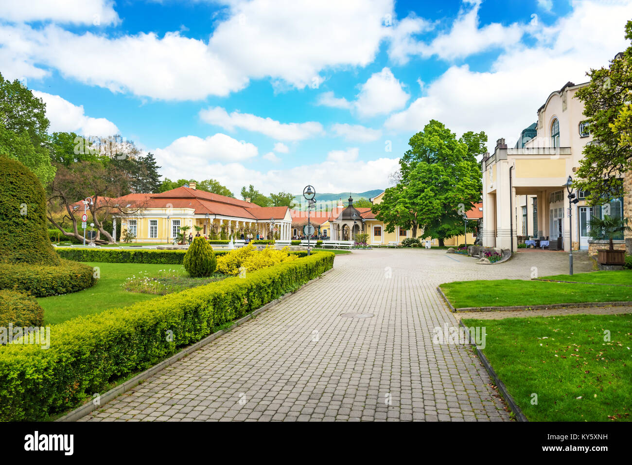 Historical building on spa island in Piestany (SLOVAKIA Stock Photo - Alamy